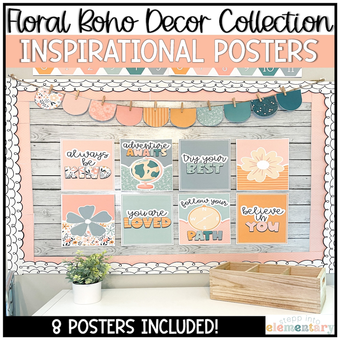 Floral Boho Bulletin Board Kit Inspirational Classroom - Etsy