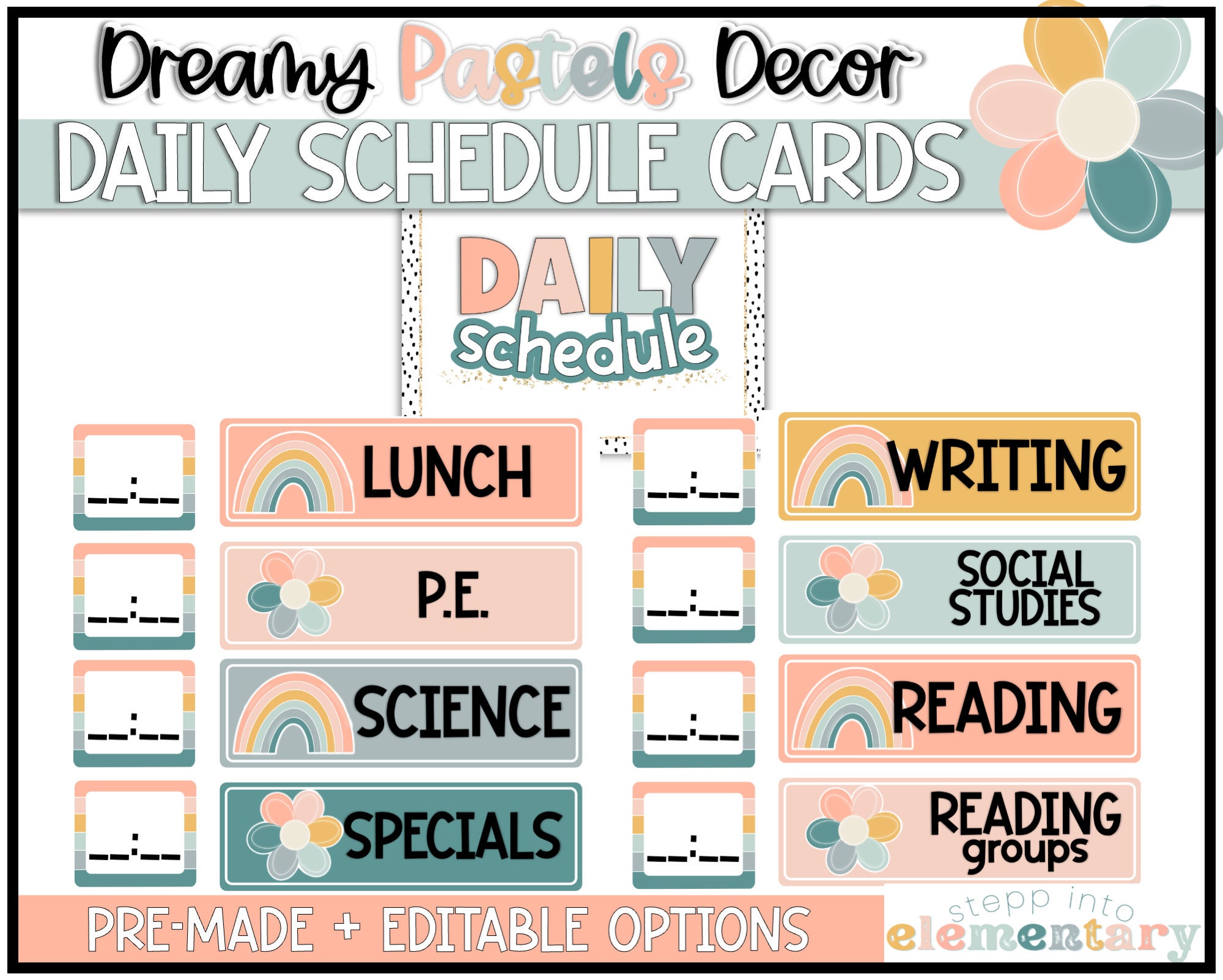 Dreamy Pastels Daily Schedule Display & Cards Editable - Etsy