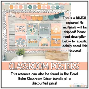 Floral Boho Bulletin Board Kit | Inspirational Classroom Posters | Boho ...