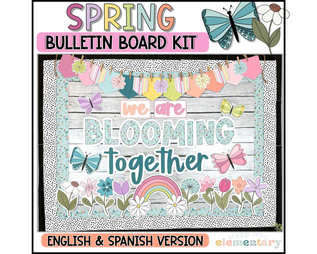 Spring Bulletin Board Kit | Trendy Spring/easter Bulletin Board | April ...