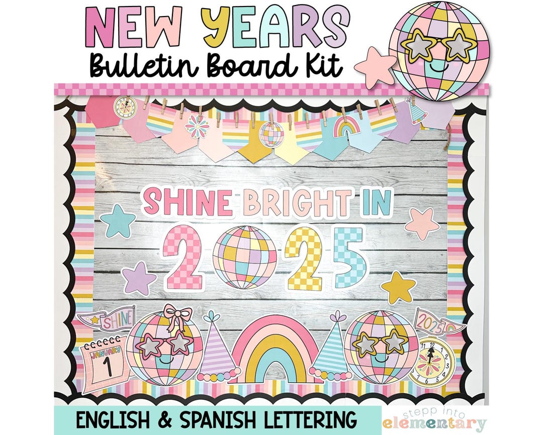 New Years Bulletin Board Kit | Cutesy New Years Decor | Bulletin Board ...
