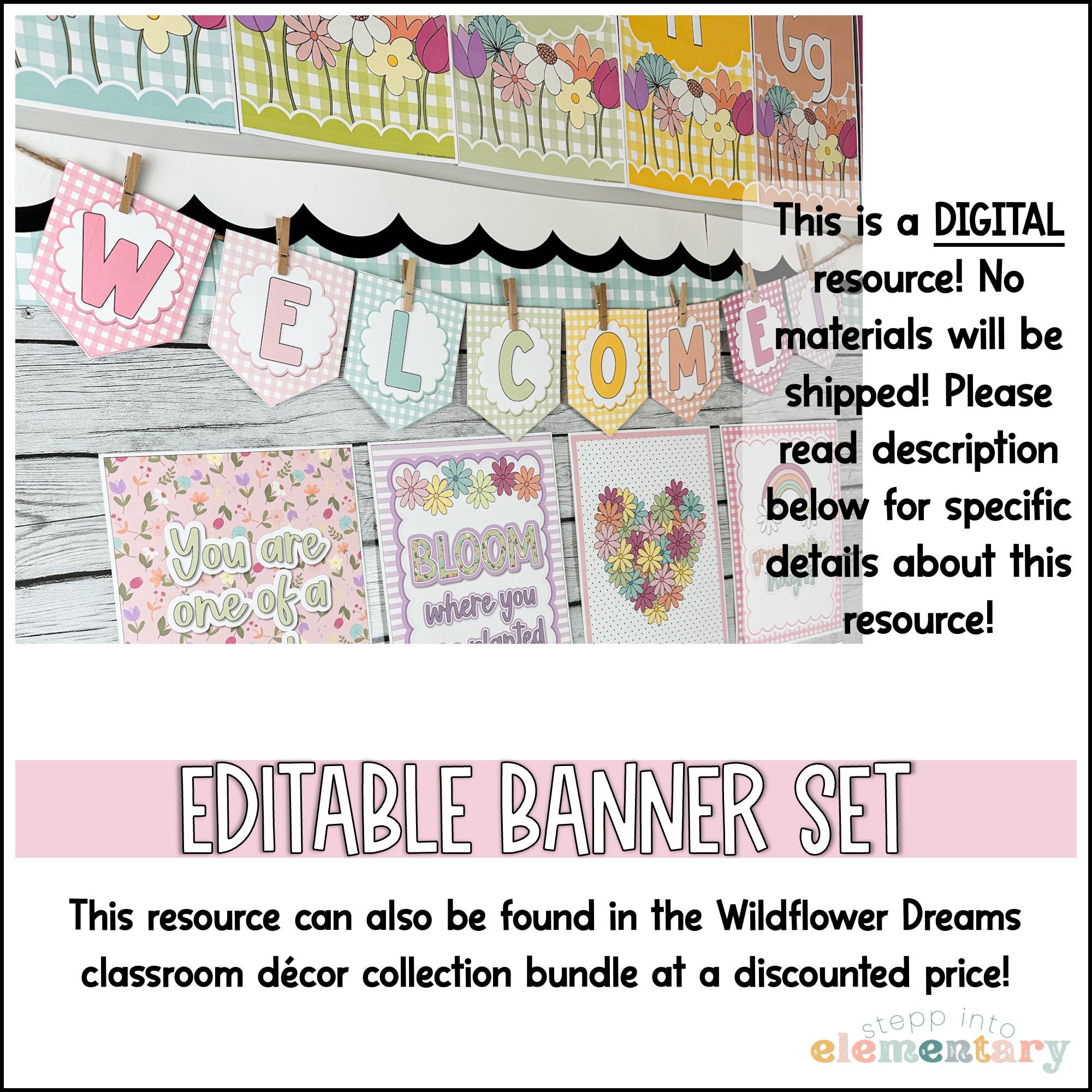 Wildflower Dreams Editable Banner Set | Bulletin Board | Trendy ...
