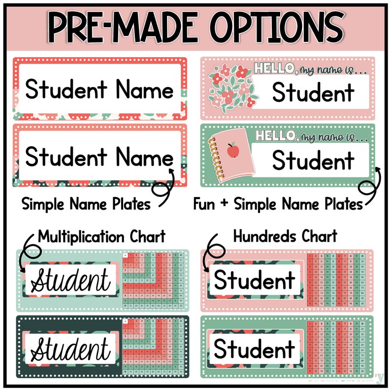 Modern School Style Student Name Plates | Desk Plates | Trendy + Modern ...
