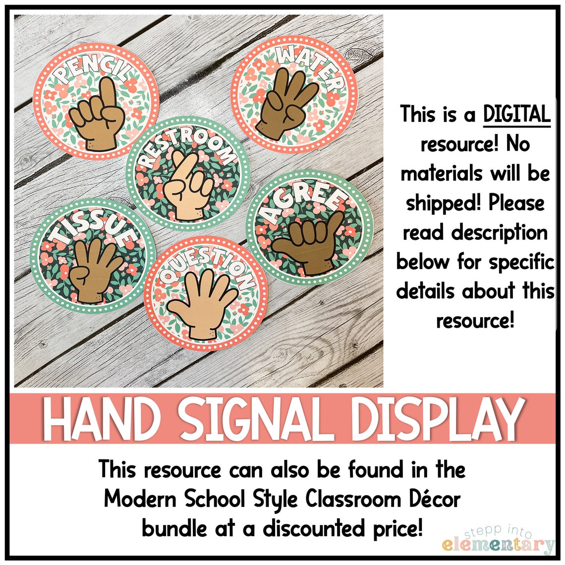 Modern School Style Hand Signal Display Classroom Management - Etsy