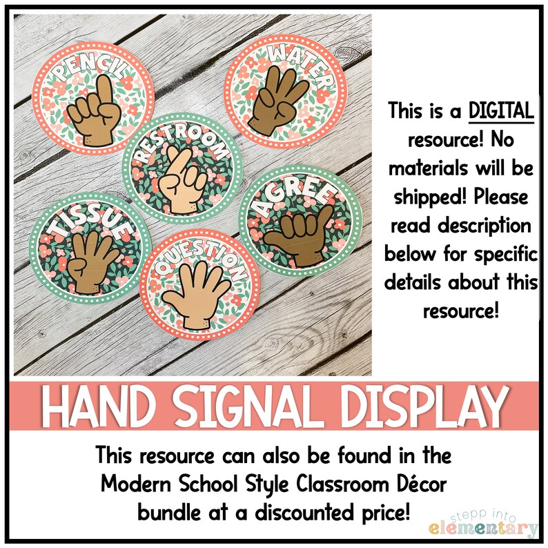 Modern School Style Hand Signal Display Classroom Management - Etsy