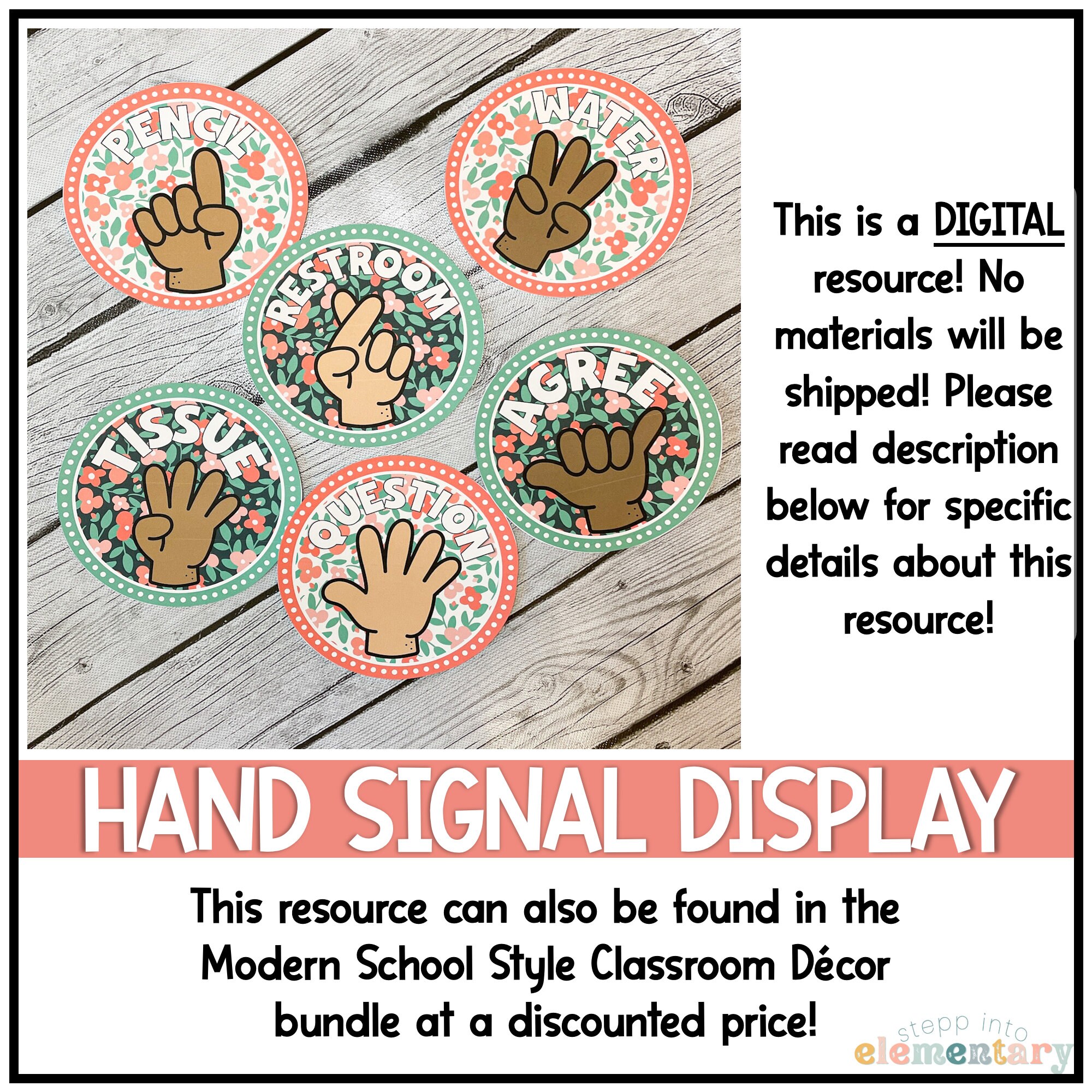 Modern Classroom Hand Signal Posters | Multicultural Decor (digital ...