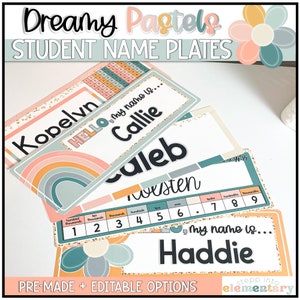 Dreamy Pastels Student Name Plates | Desk Plate Tags | Editable ...