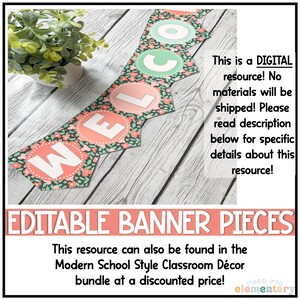 Modern School Style Editable Banner Pieces | Editable Banner | Bulletin ...