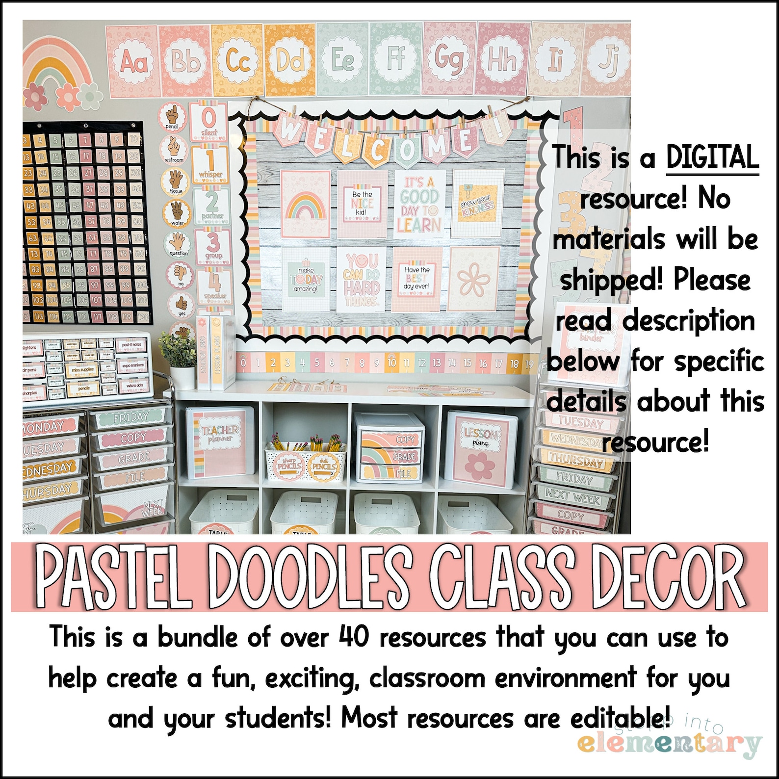 Pastel Doodles Classroom Decor | Trendy + Simple Classroom Decor 4,000 ...