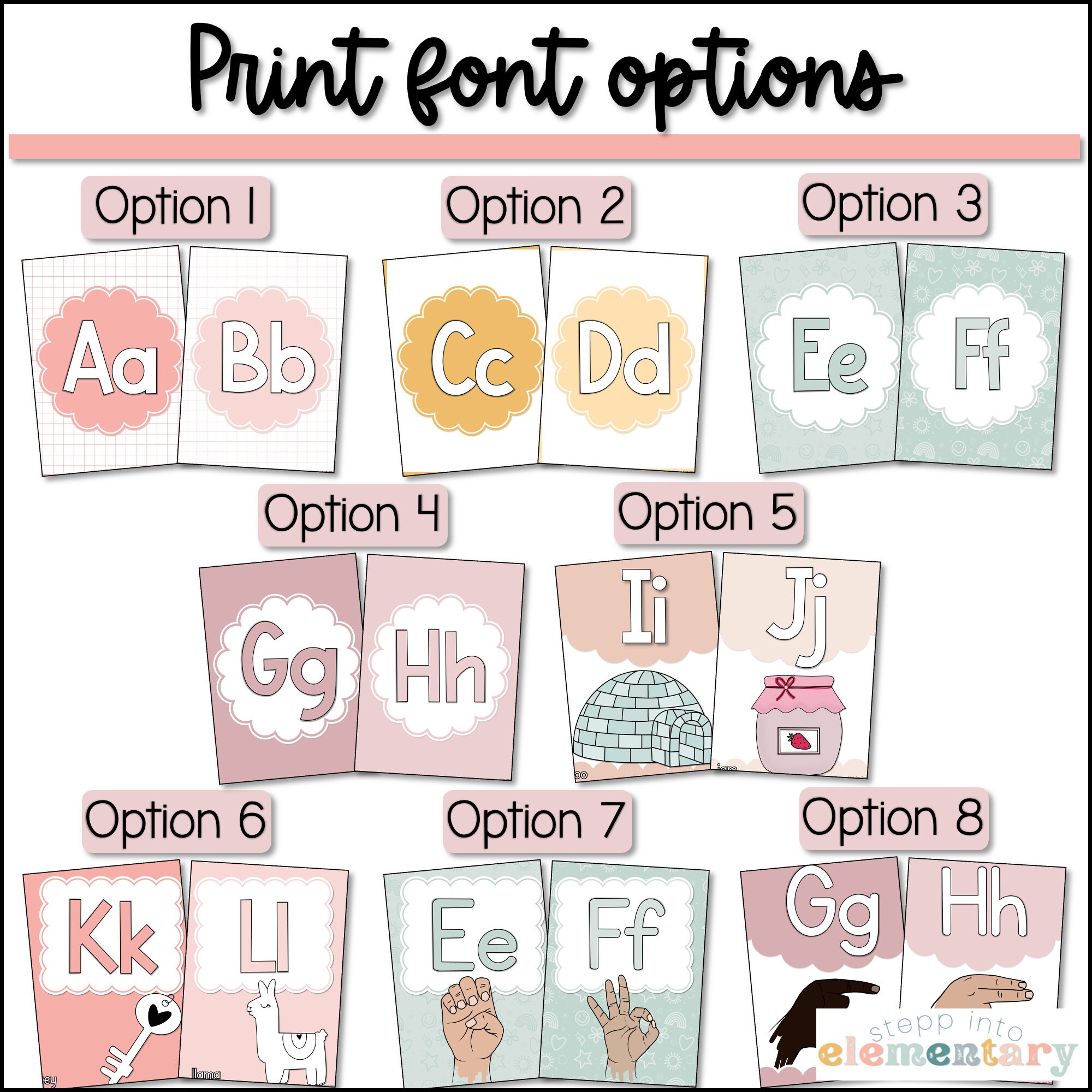 Pastel Doodles Alphabet Posters | Print + Cursive Alphabet | Editable ...