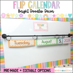 Bright Doodles Flip Calendar | Classroom Resources | Trendy + Simple ...