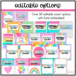 Dreamy Brights Binder Covers & Spines | Editable | Trendy + Bright ...