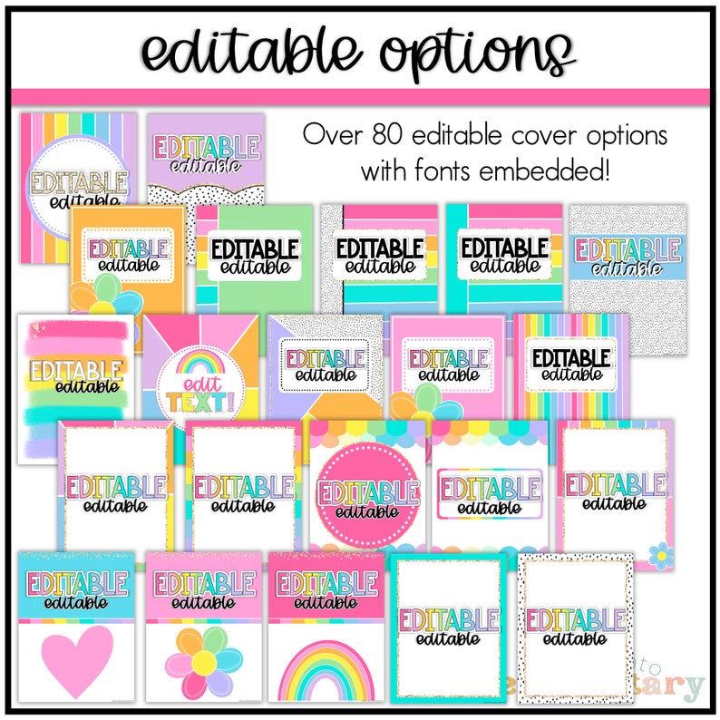 Dreamy Brights Binder Covers & Spines | Editable | Trendy + Bright ...