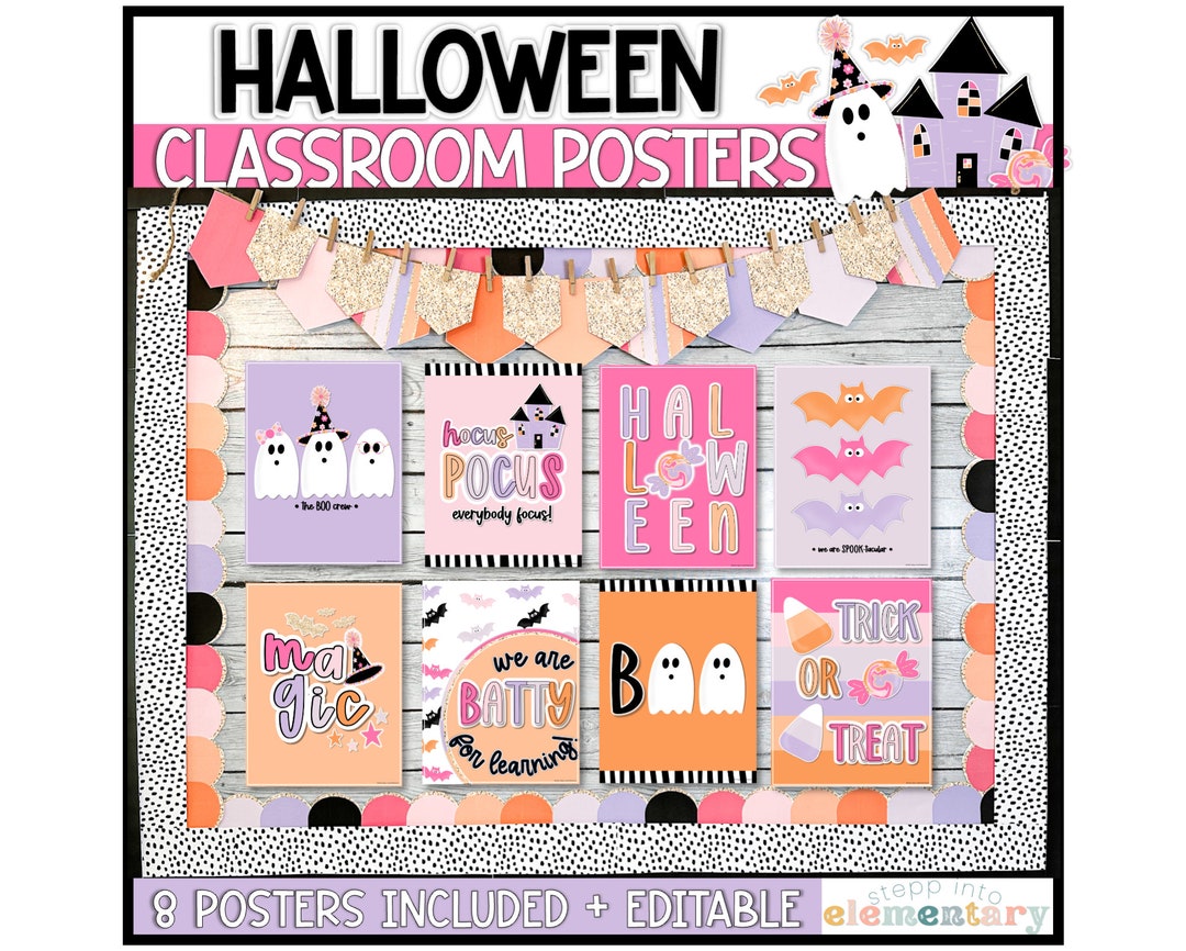 Halloween Classroom Posters Set | Trendy Halloween Decorations ...