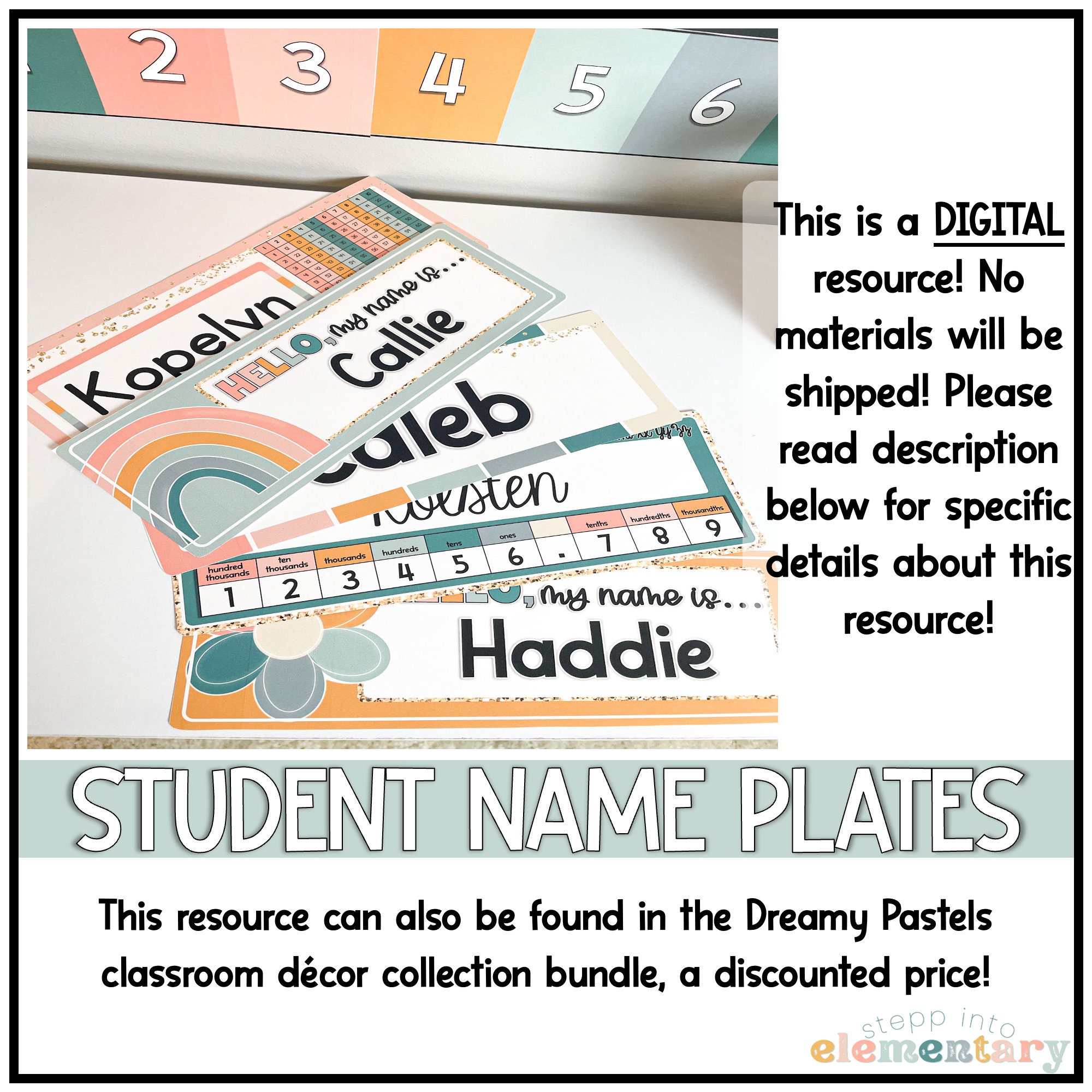 Dreamy Pastels Student Name Plates | Desk Plate Tags | Editable ...