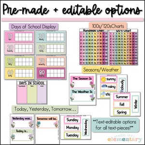 Wildflower Dreams Classroom Calendar Set | Pocket Chart | Trendy ...