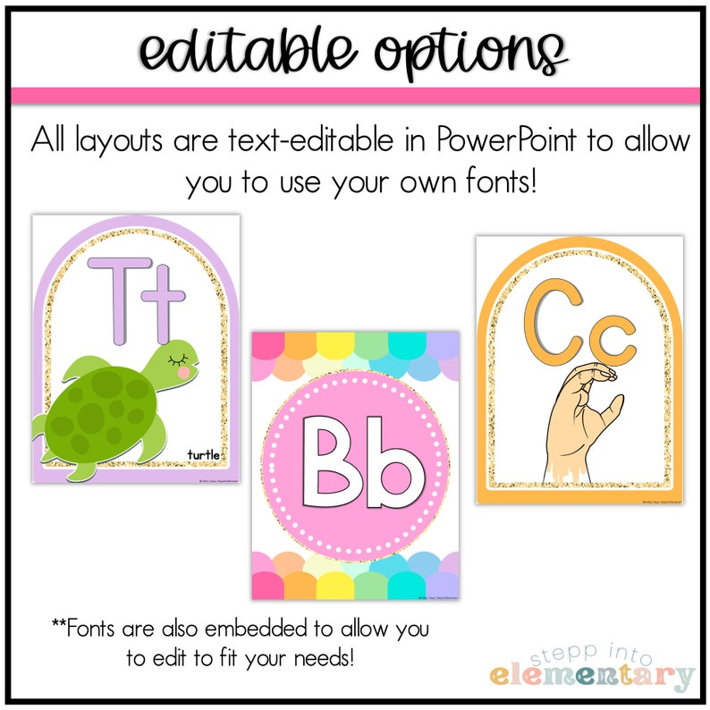 Dreamy Brights Alphabet Posters | Print + Cursive Alphabet | Editable ...