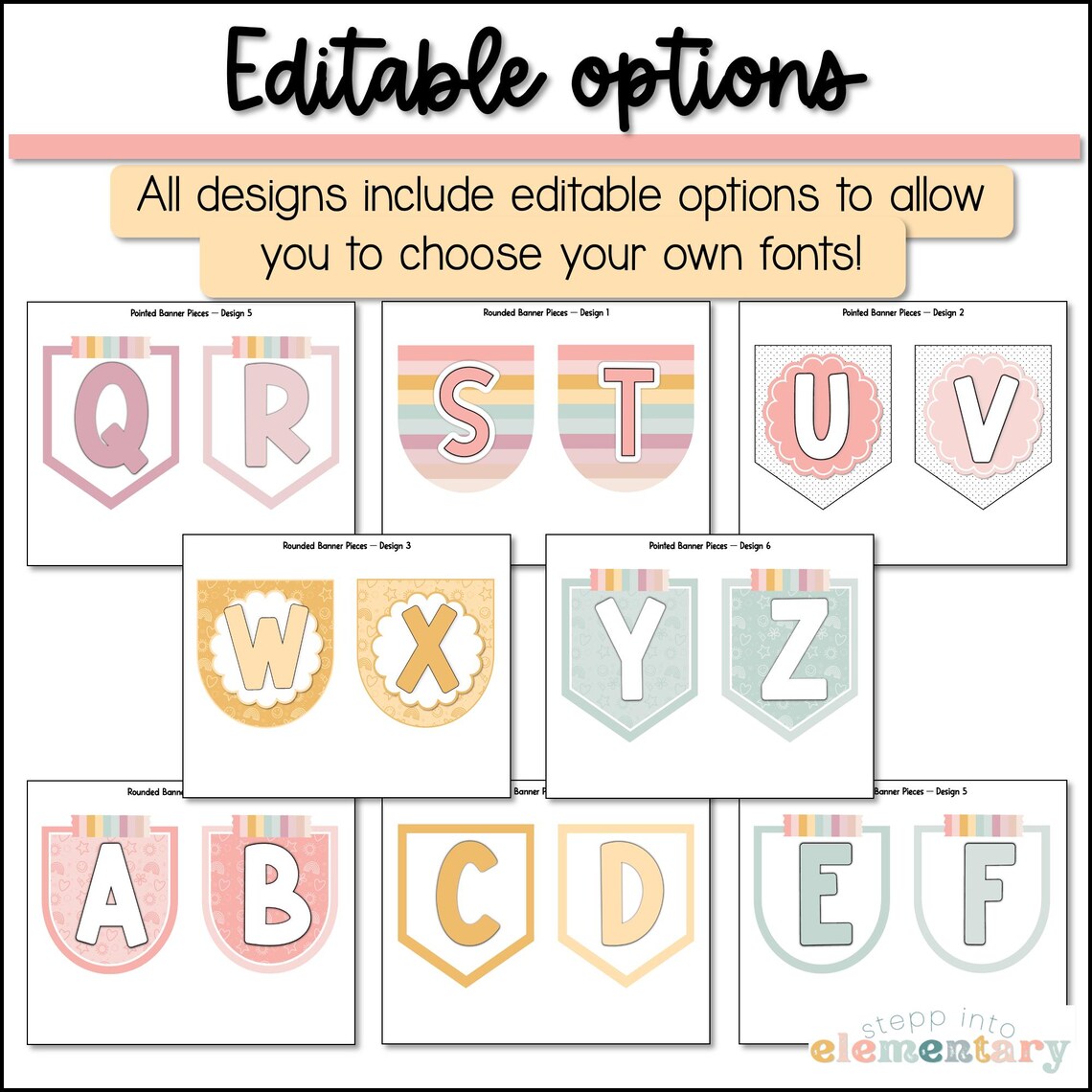 Pastel Doodles Editable Banner Set | Bulletin Board | Trendy + Simple ...