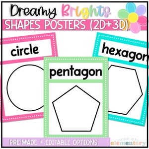 Dreamy Brights Shape Posters | Math Posters | 2D & 3D Shapes | Trendy ...