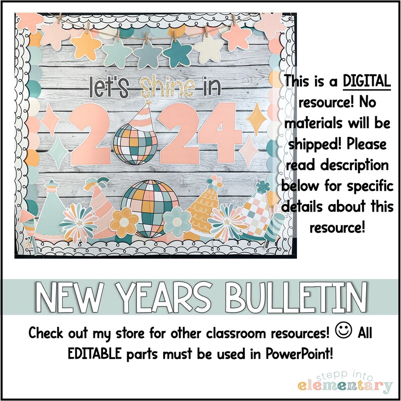 Pastel New Years Bulletin Board Kit | 2024 Classroom Decor (digital ...