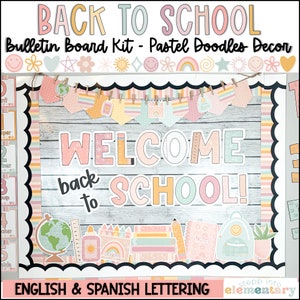 Back to School Bulletin Board Kit | Pastel Doodles Decor | Bulletin ...
