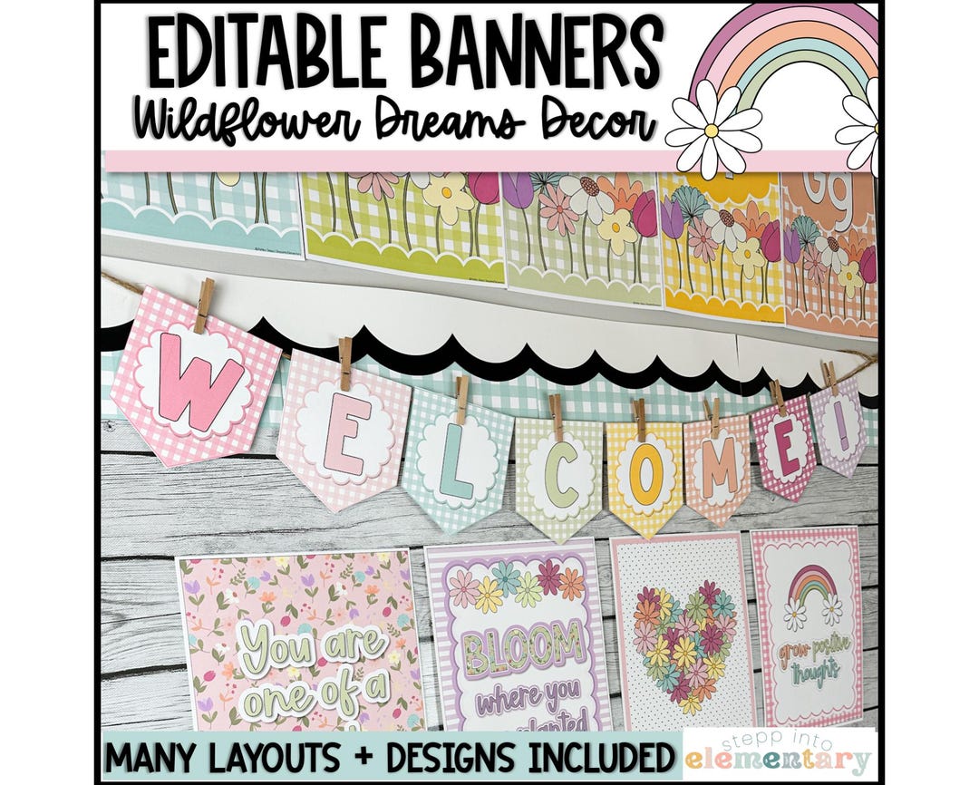 Wildflower Dreams Editable Banner Set | Bulletin Board | Trendy ...