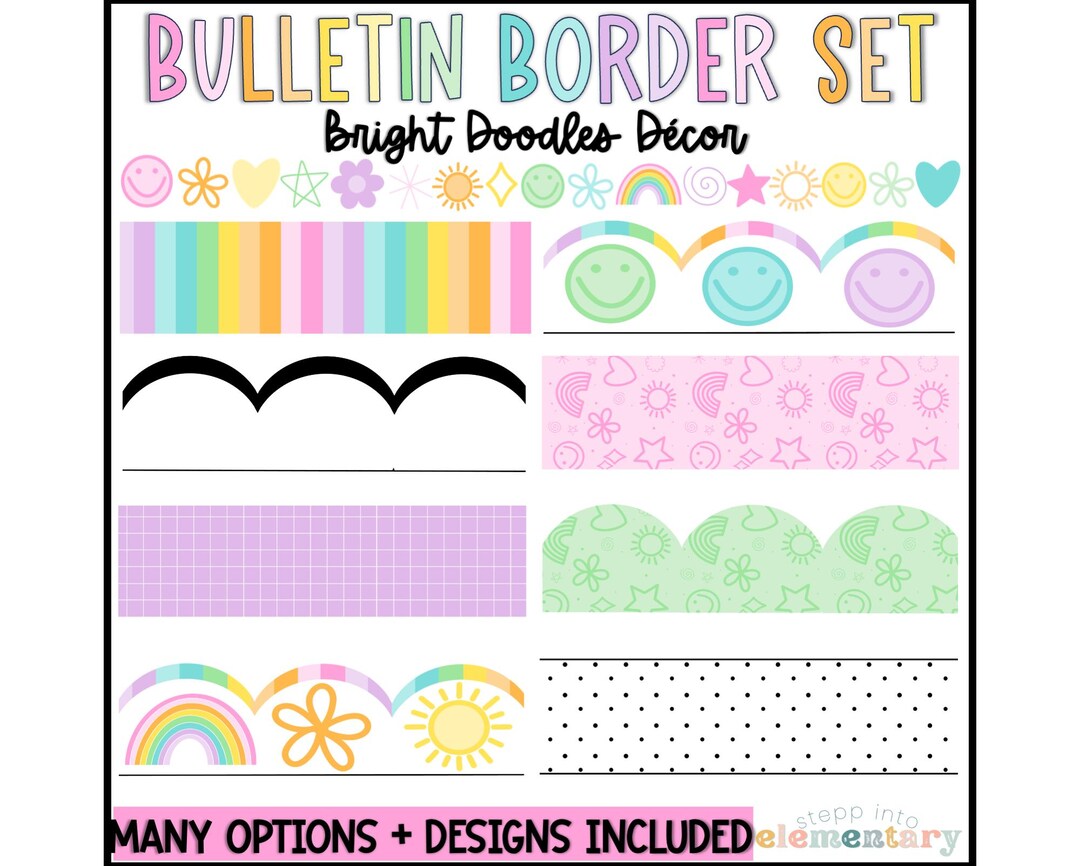 Bright Doodles Bulletin Board Border Set | Bright Classroom Decor ...