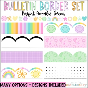 Bright Doodles Bulletin Board Border Set | Bright Classroom Decor ...