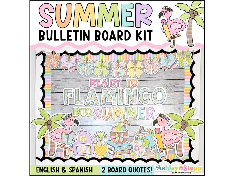 Summer Bulletin Board Kit | Flamingo Classroom Decor (digital Download ...