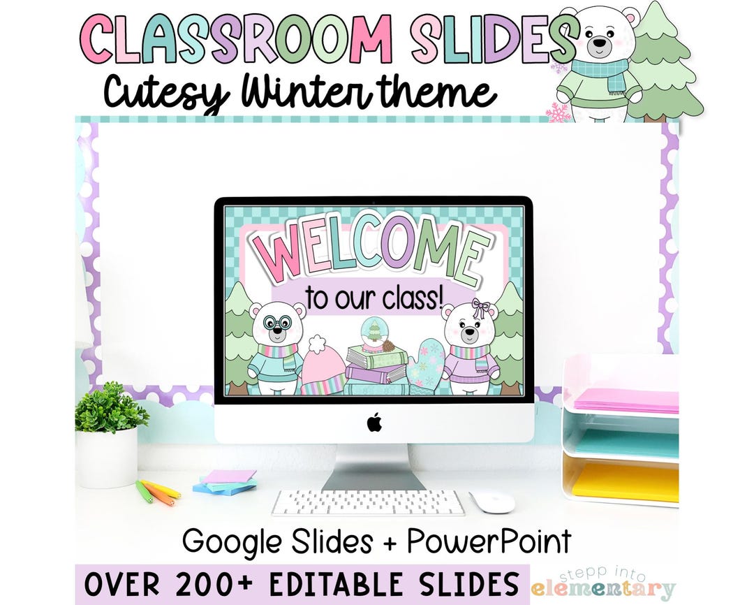 Winter Classroom Slides | Cutesy Winter Decor | Teacher Organization ...