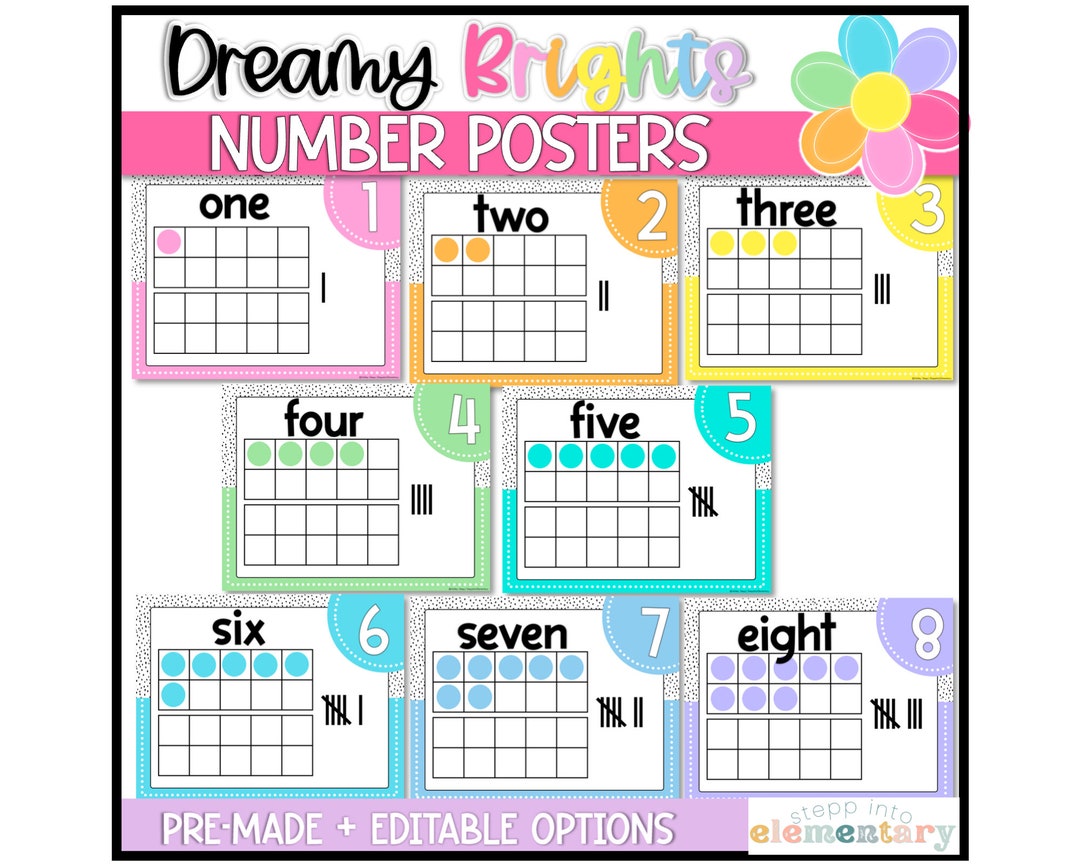 Dreamy Brights Number Posters | Number Posters 0-20 | Math Posters ...