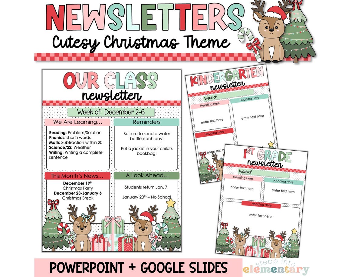 Christmas Classroom Newsletter Templates | Editable December Calendar ...