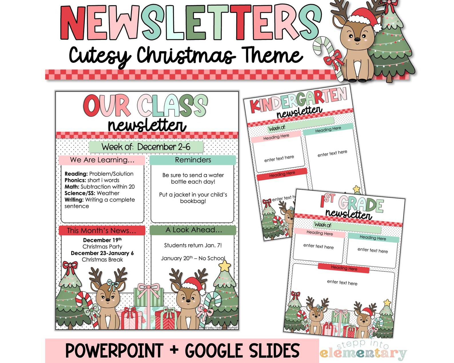 Christmas Classroom Newsletter Templates | Editable December Calendar ...