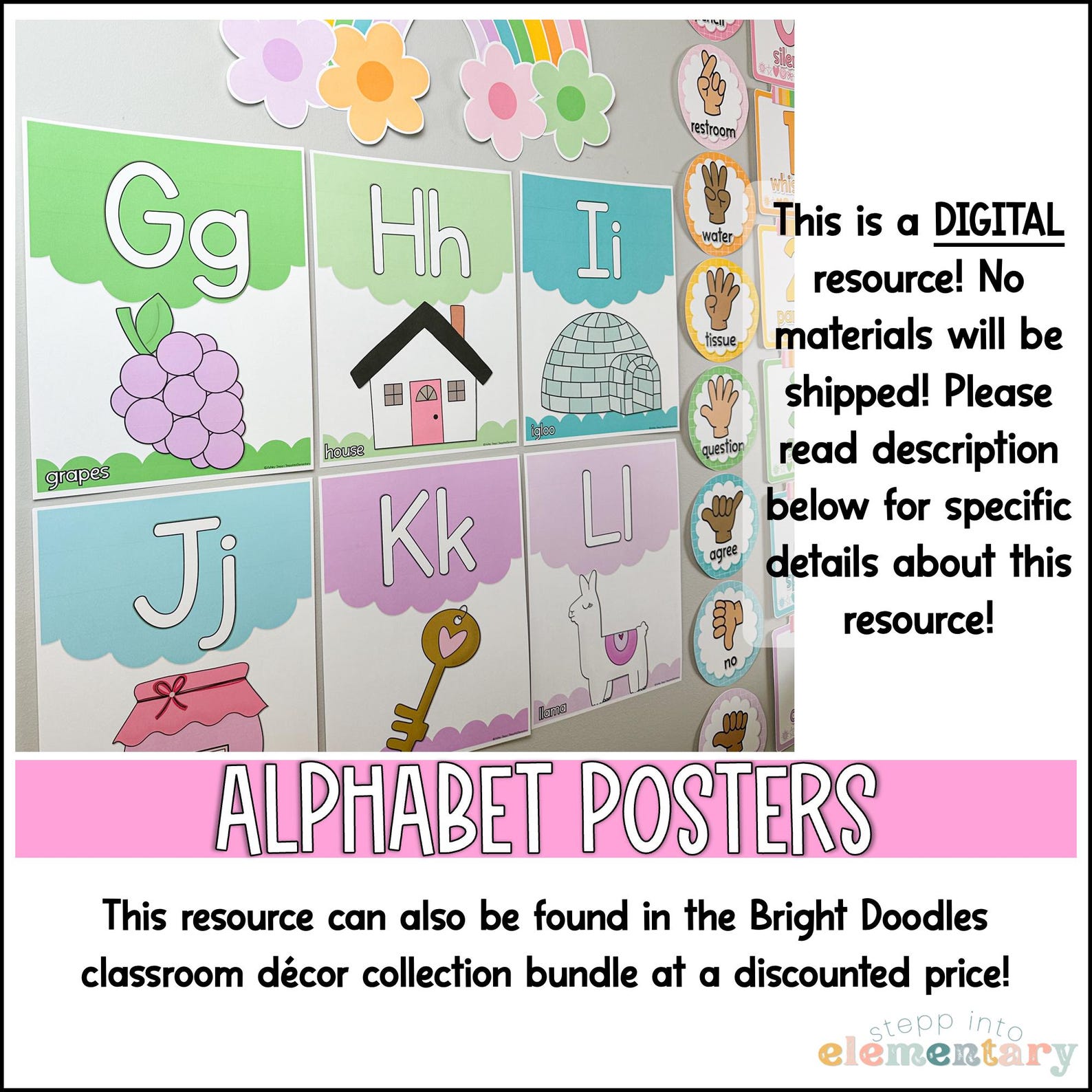 Bright Doodles Alphabet Posters | Print, Cursive & ASL (digital ...