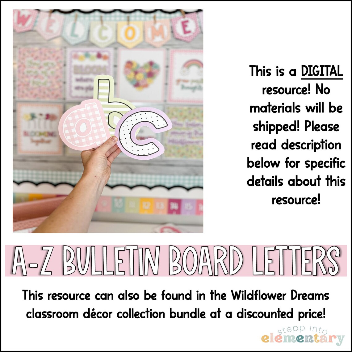 A-Z Bulletin Board Lettering | Wildflower Dreams Decor | Bulletin Board ...