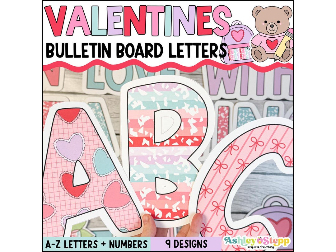 Valentine's Day Bulletin Board Letters | A-Z Classroom Decor (PDF ...