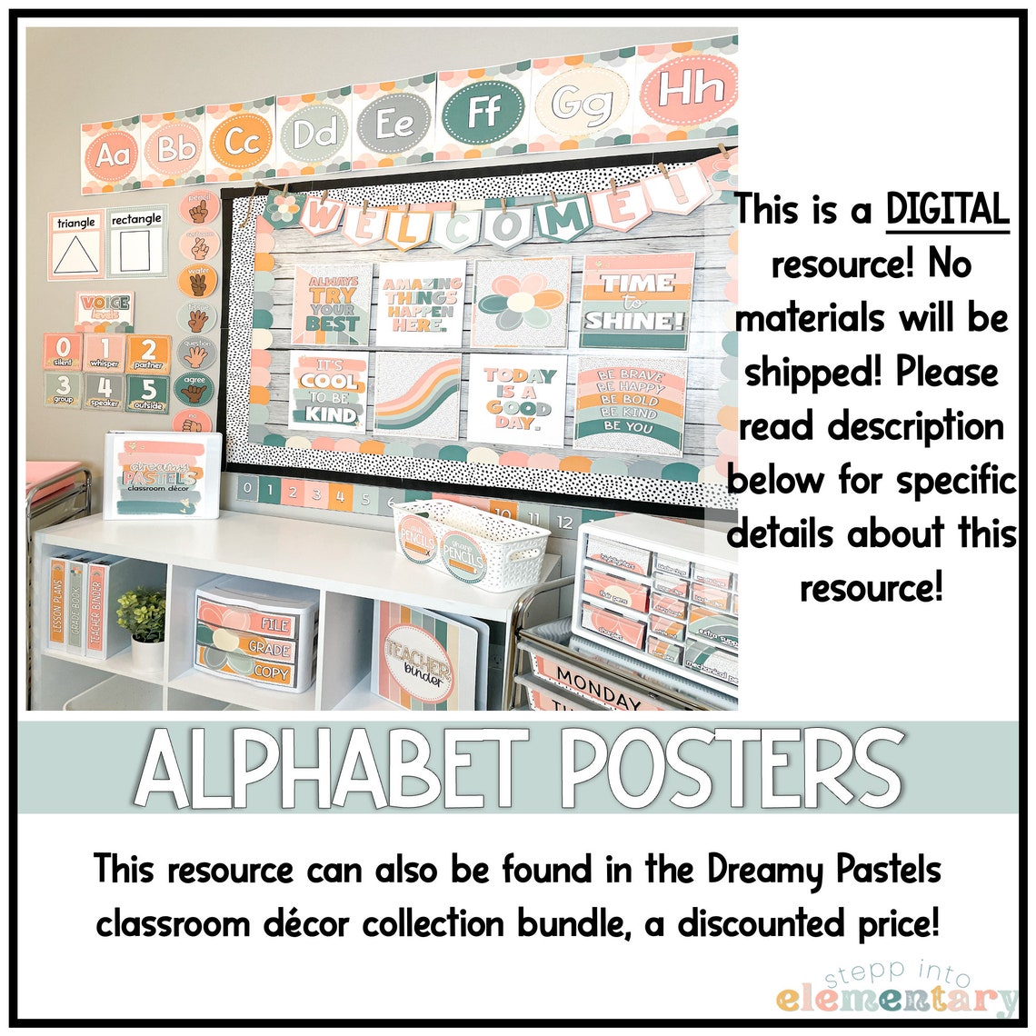 Dreamy Pastels Alphabet Posters | Print + Cursive Alphabet | Editable ...