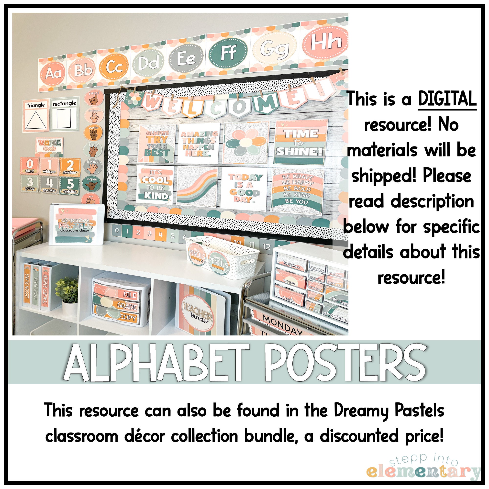 Dreamy Pastels Alphabet Posters | Print + Cursive Alphabet | Editable ...