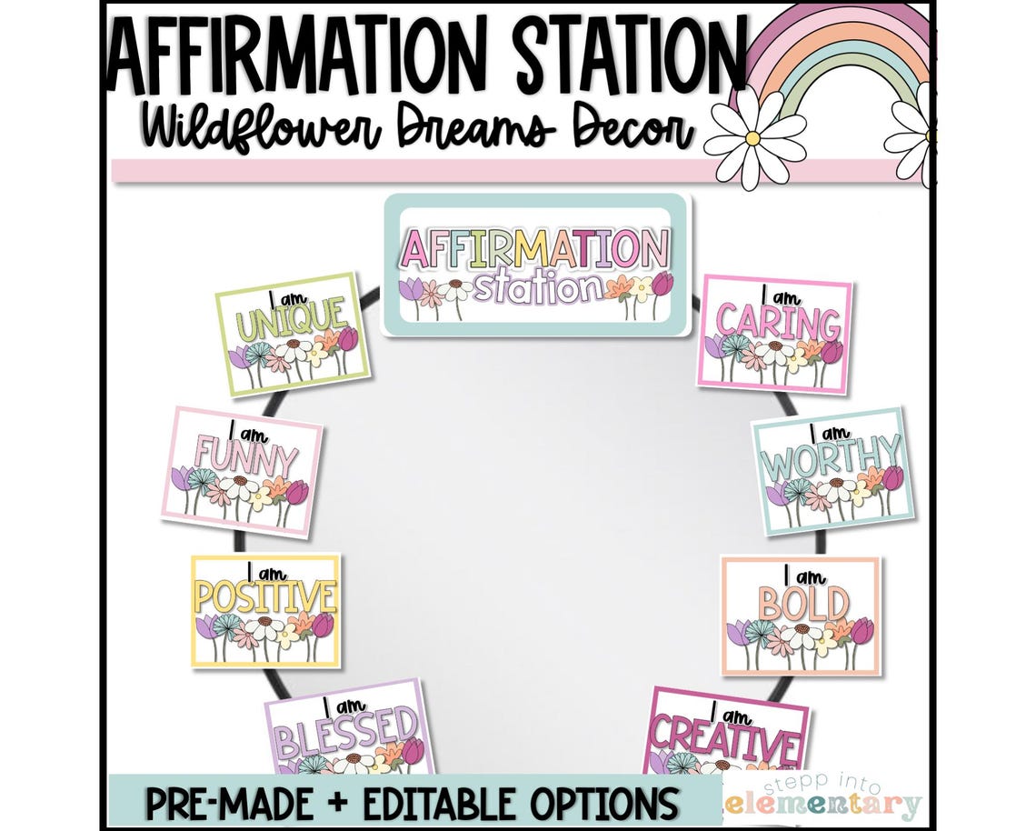 Wildflower Dreams Affirmation Station | Student Affirmations | Editable ...