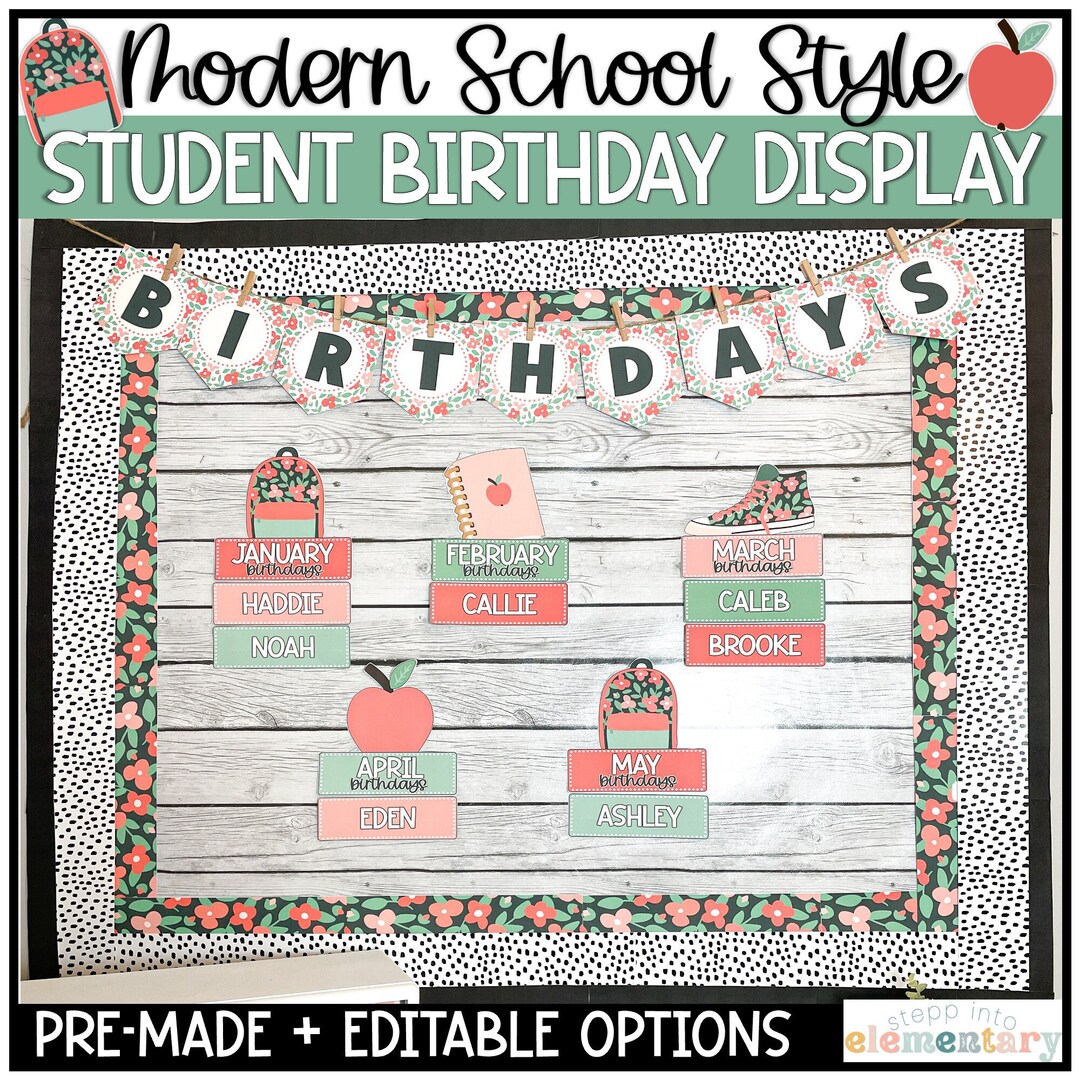 Modern School Style Student Birthday Display | Student Birthdays ...