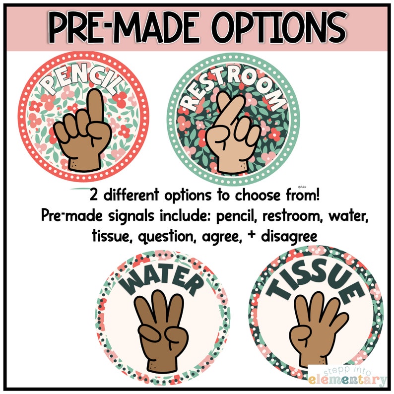 Modern Classroom Hand Signal Posters | Multicultural Decor (digital ...