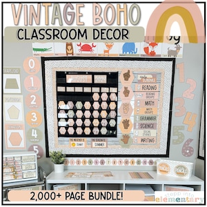 Vintage Boho Classroom Decor | Boho Themed Classroom Decor 2,000+ Page ...