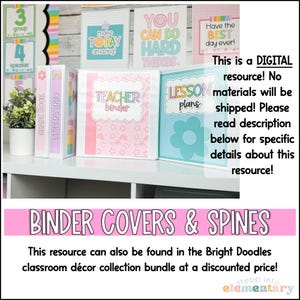 Bright Doodles Binder Covers & Spines | Editable | Trendy + Bright ...
