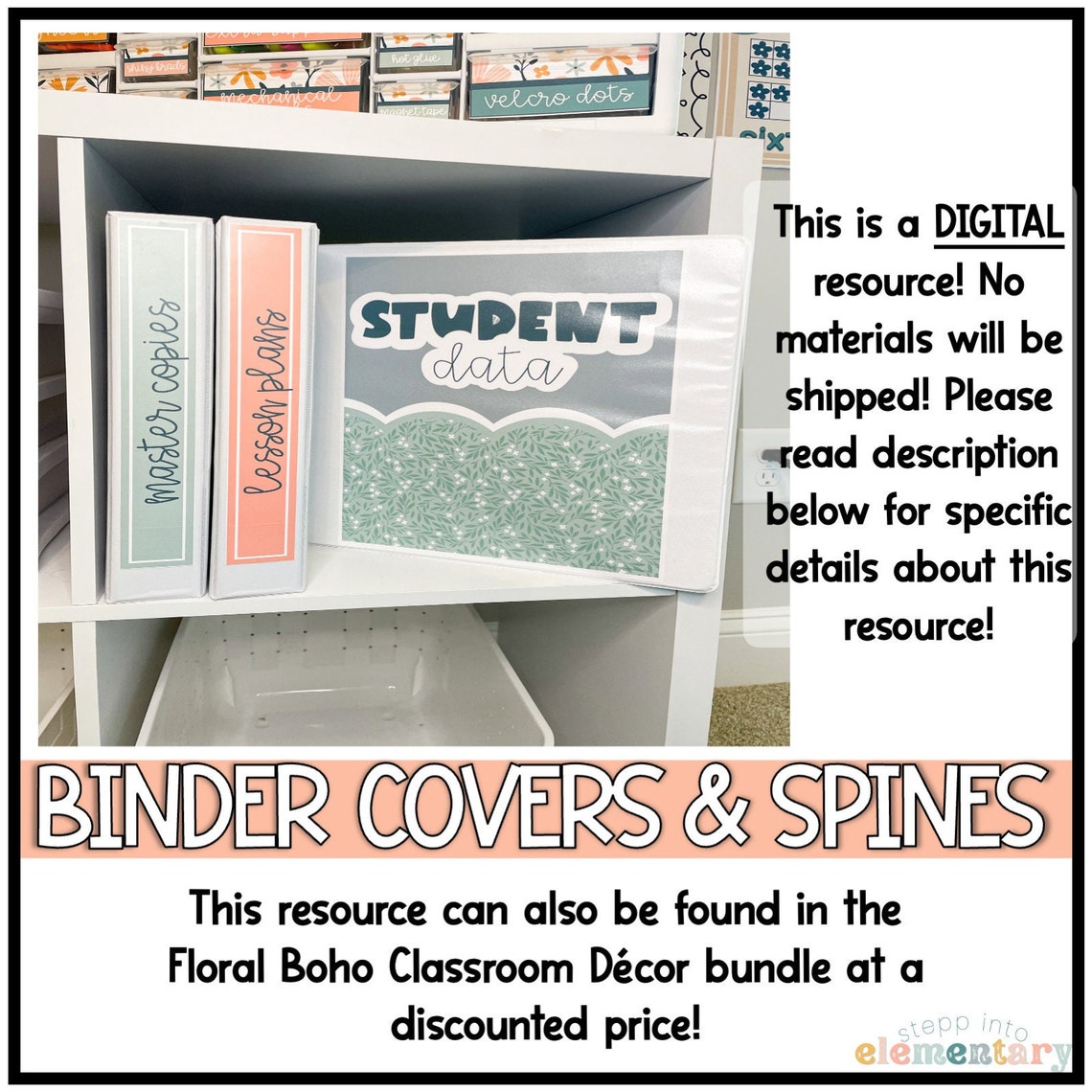 Floral Boho Binder Covers Editable Boho Modern Classroom - Etsy