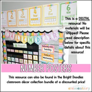 Bright Doodles Number Posters 0-20 | Elementary Math (digital Download ...