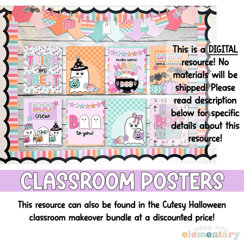 Cutesy Halloween Classroom Posters | Bulletin Board Decor (PDF) - Etsy