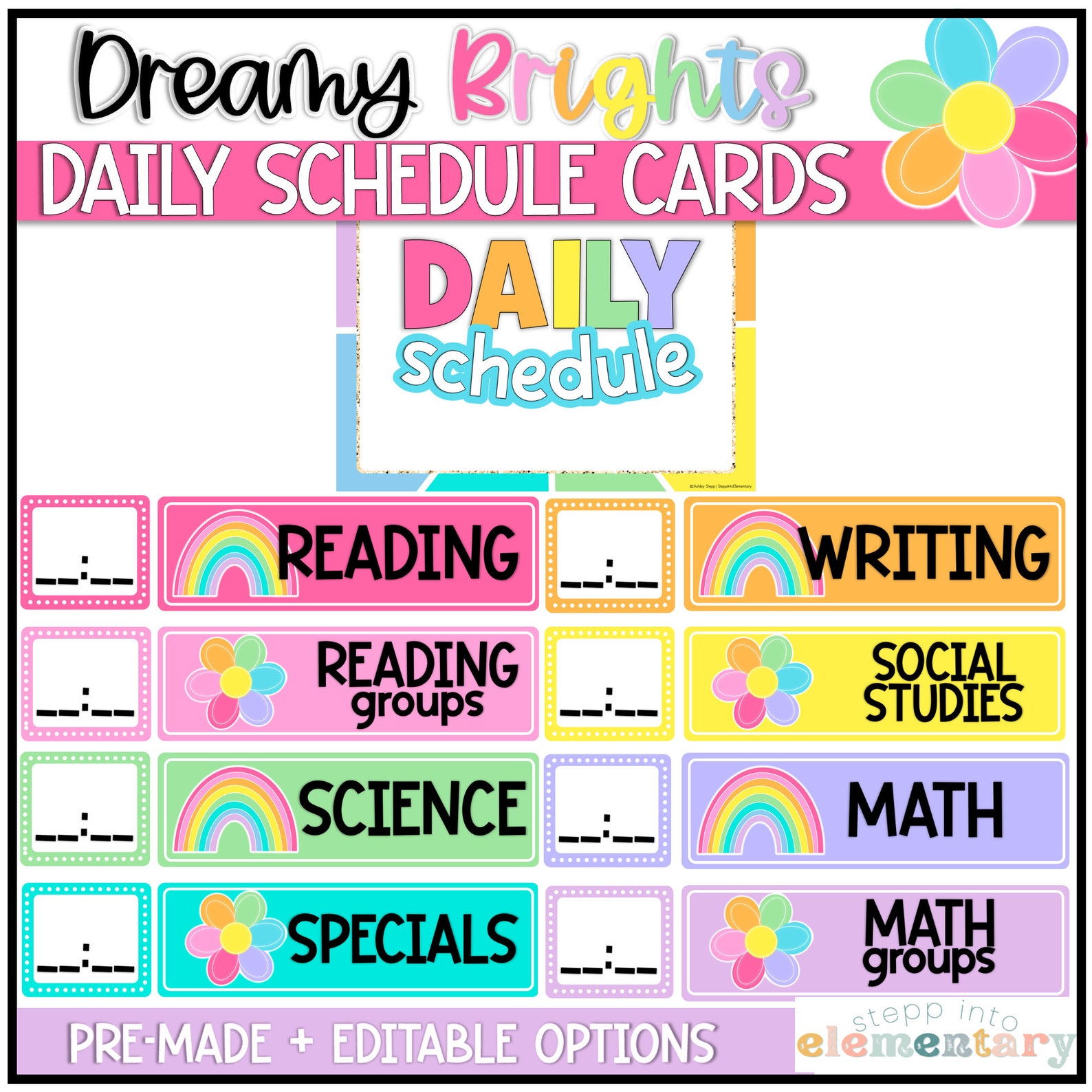 Dreamy Brights Daily Schedule Display & Cards Editable - Etsy