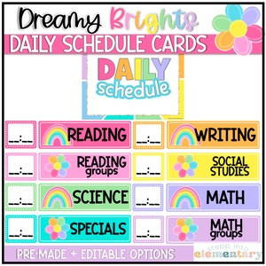Dreamy Brights Daily Schedule Display & Cards | Editable | Trendy ...