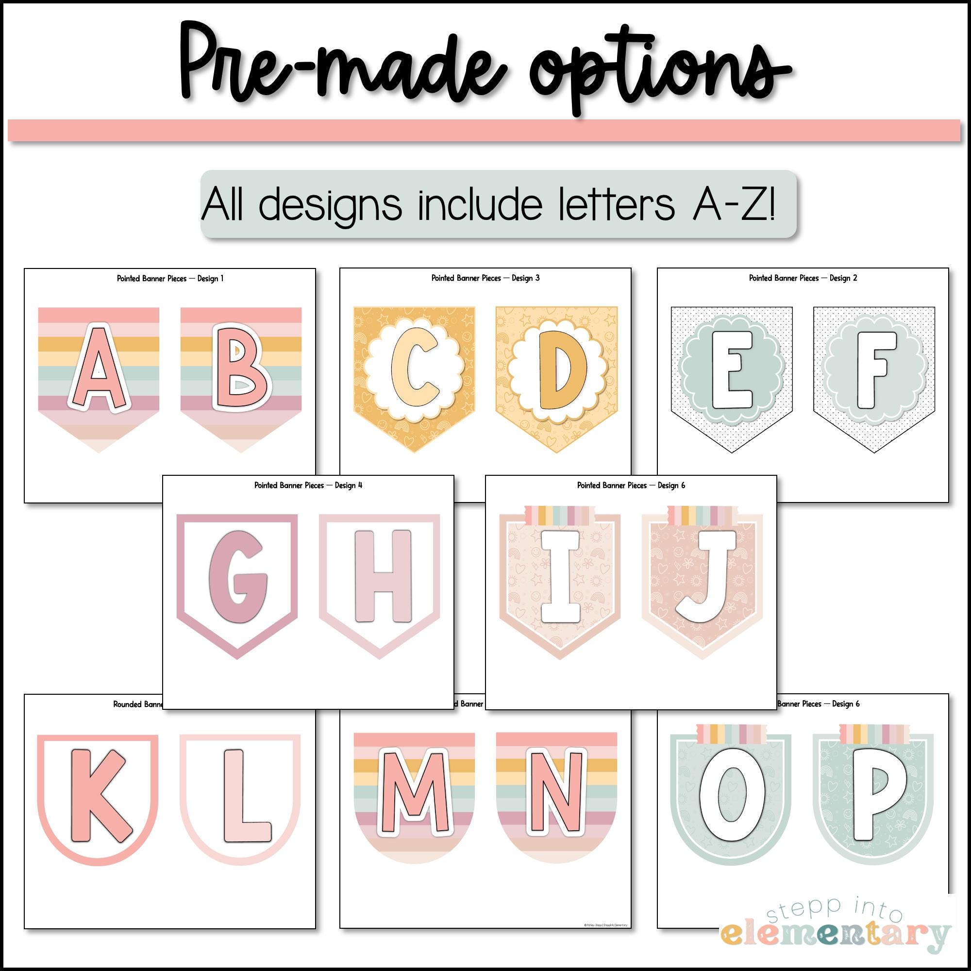 Pastel Doodles Editable Banner Set | Bulletin Board | Trendy + Simple ...