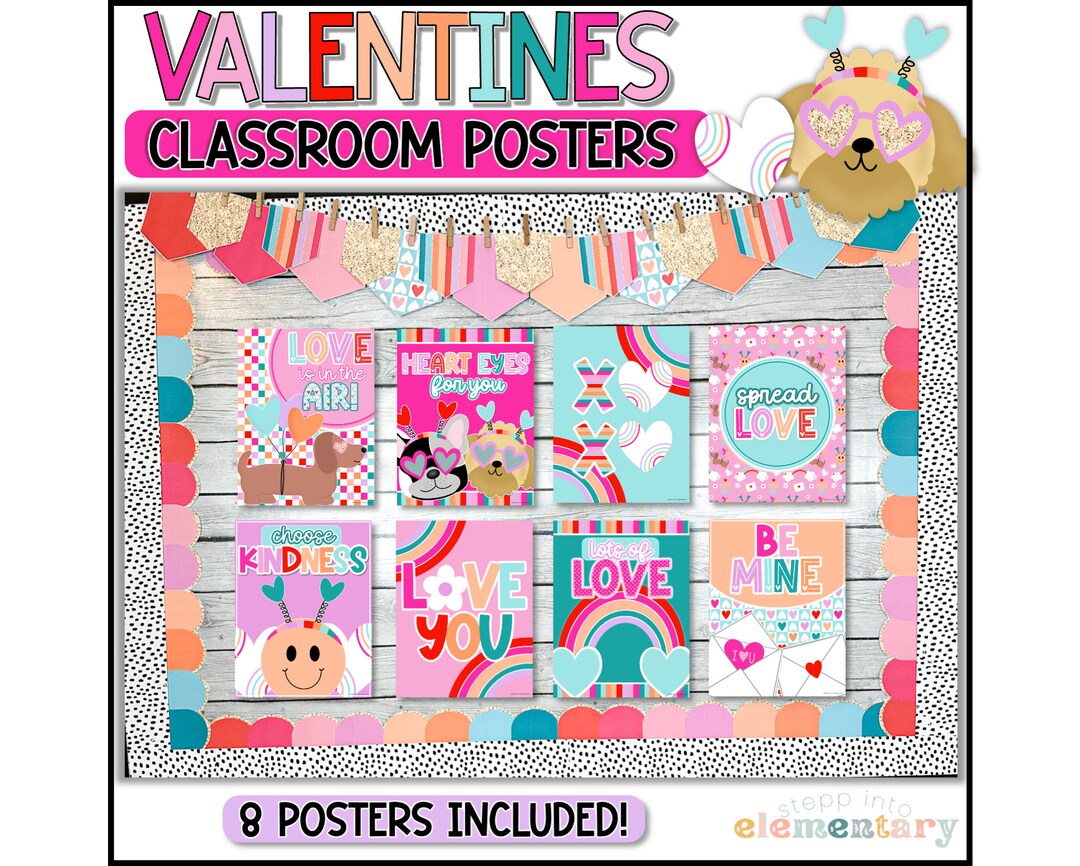 Valentines Classroom Posters Set | Trendy Valentines Decorations ...